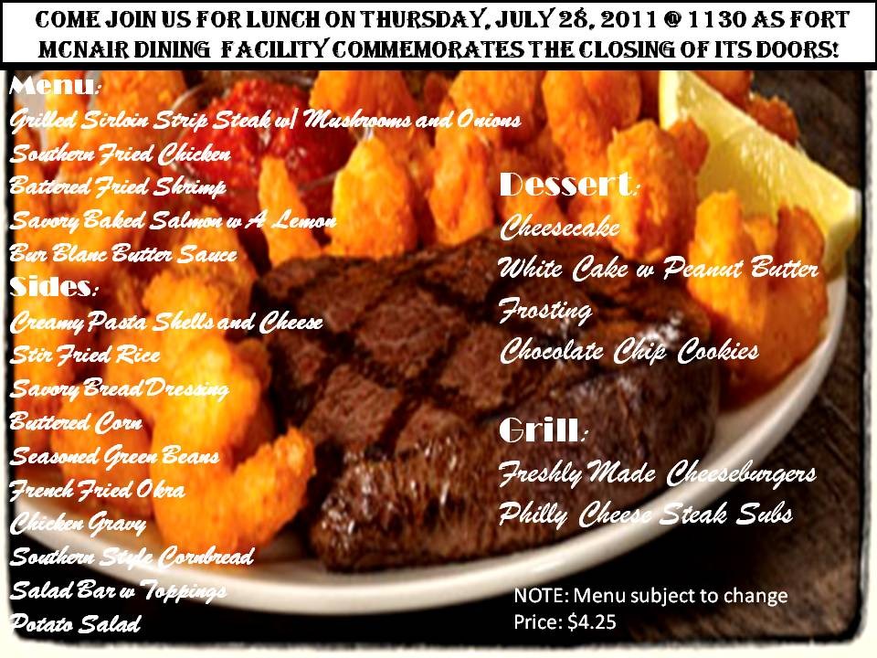 Fort McNair DFAC Closing Meal | Article | The United States Army