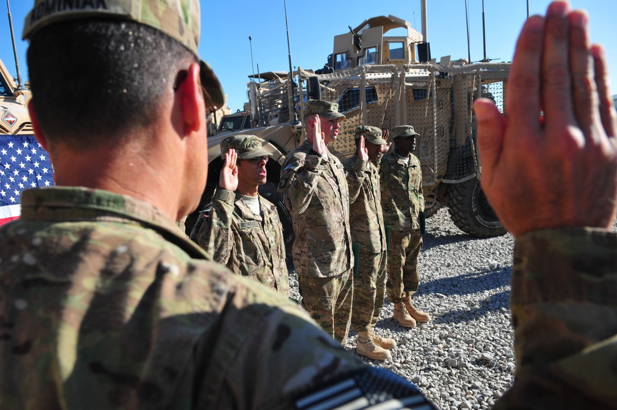 Task Force Resolute Soldiers reenlist at Kandahar Airfield | Article ...