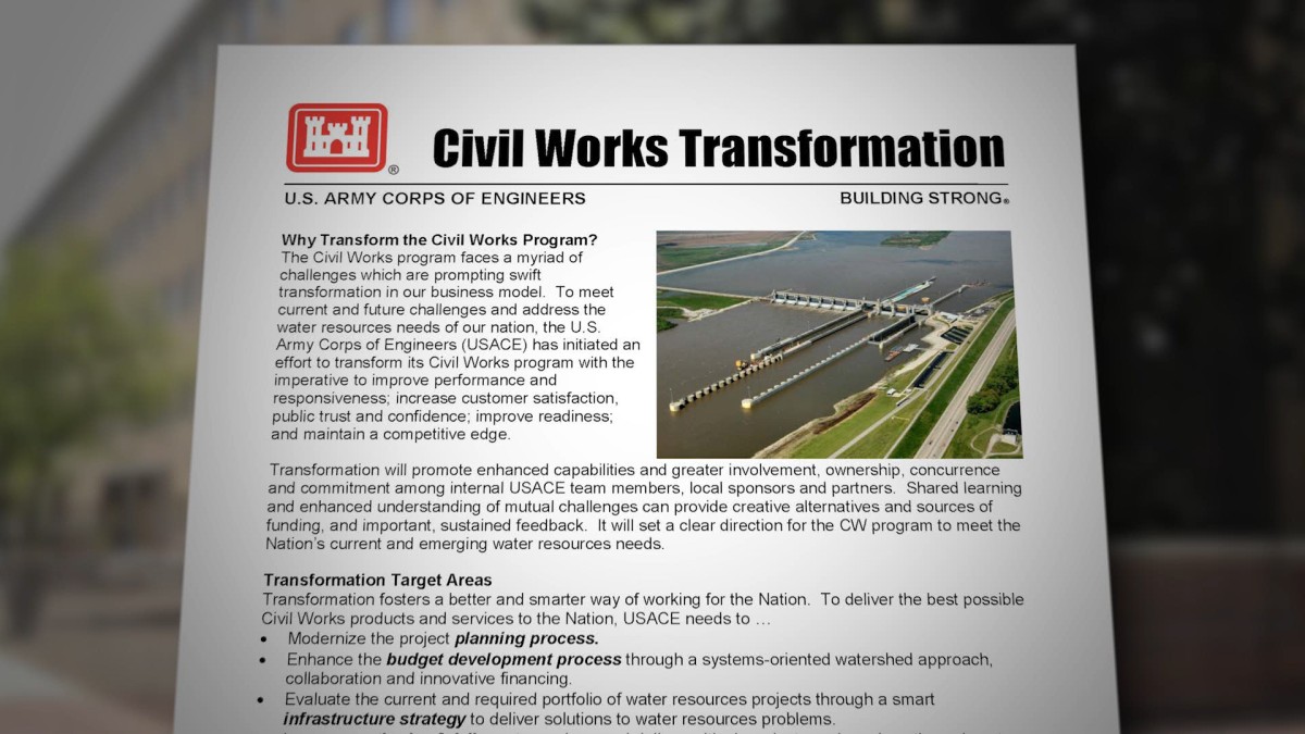 Army Corps to transform civil works program | Article | The United ...