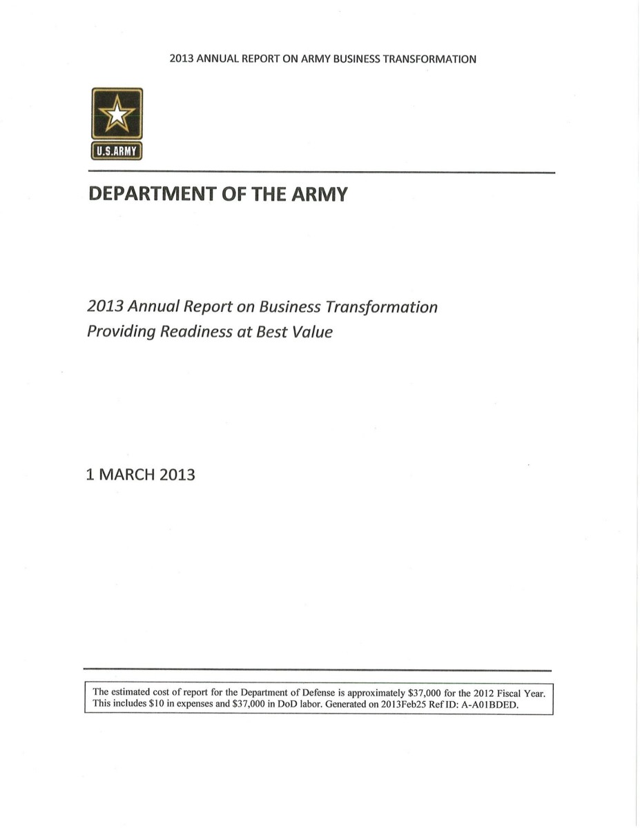 Army Publishes 2013 Business Transformation Report | Article | The ...