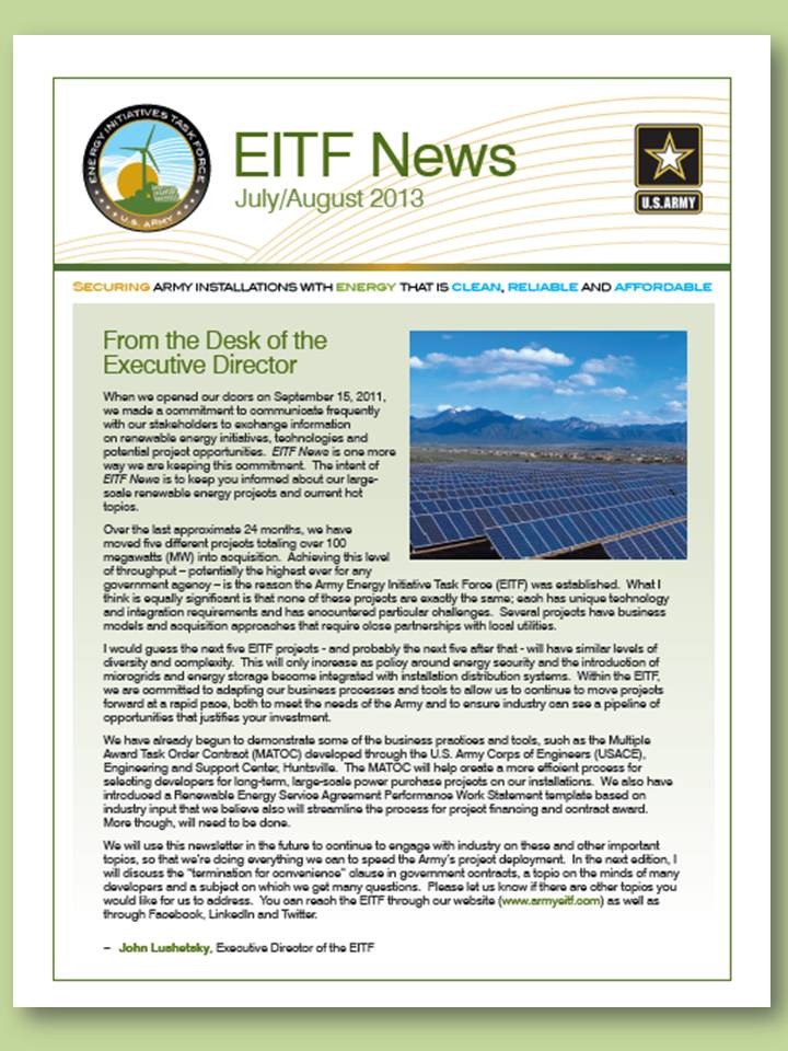 Army Energy Initiatives Task Force debuts inaugural newsletter ...
