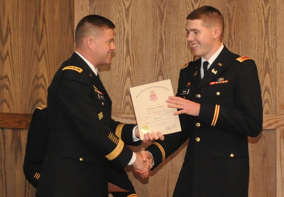 General presents son with Engineer Basic Officer Leadership Course ...