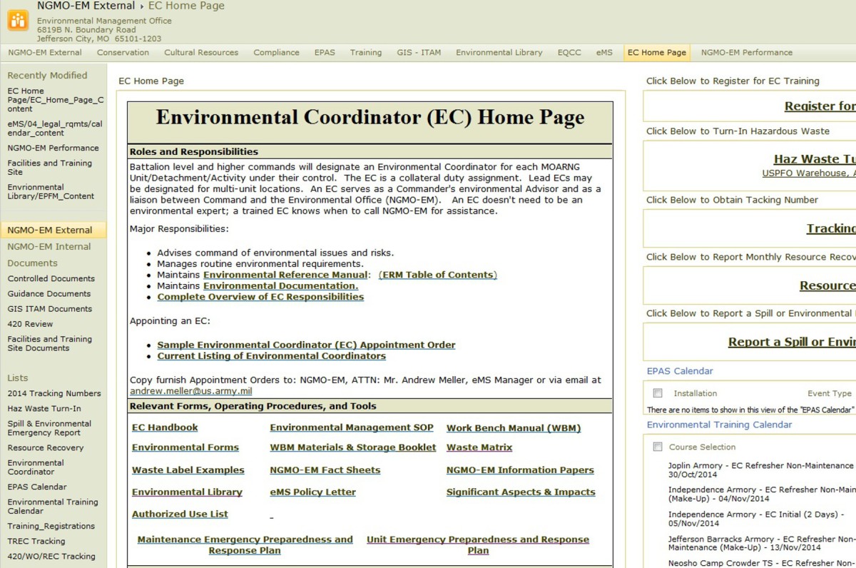 MOARNG's Environmental Management Office success started at the top ...