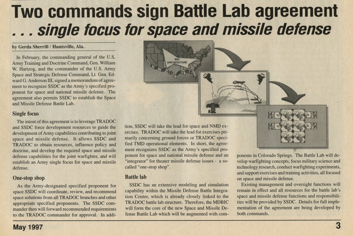 SMDC History: SMDC creates first non-TRADOC Battle Lab | Article | The ...