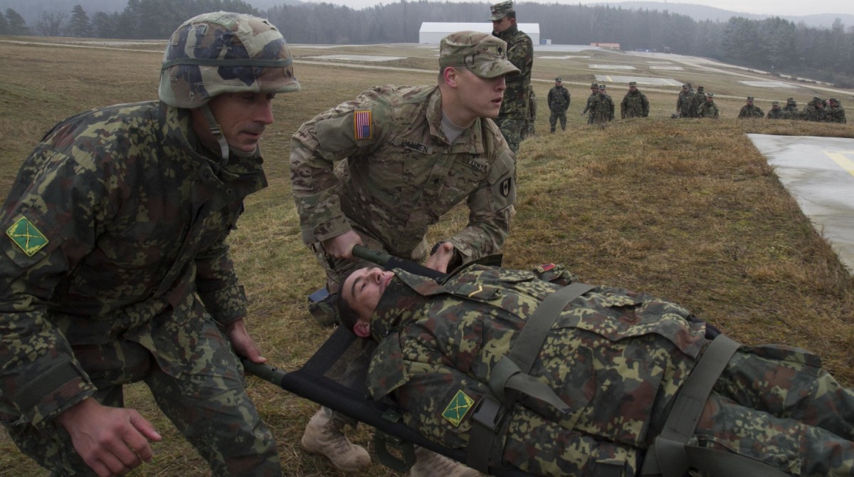 Soldiers hone skills during medevac training at the Joint Multinational ...