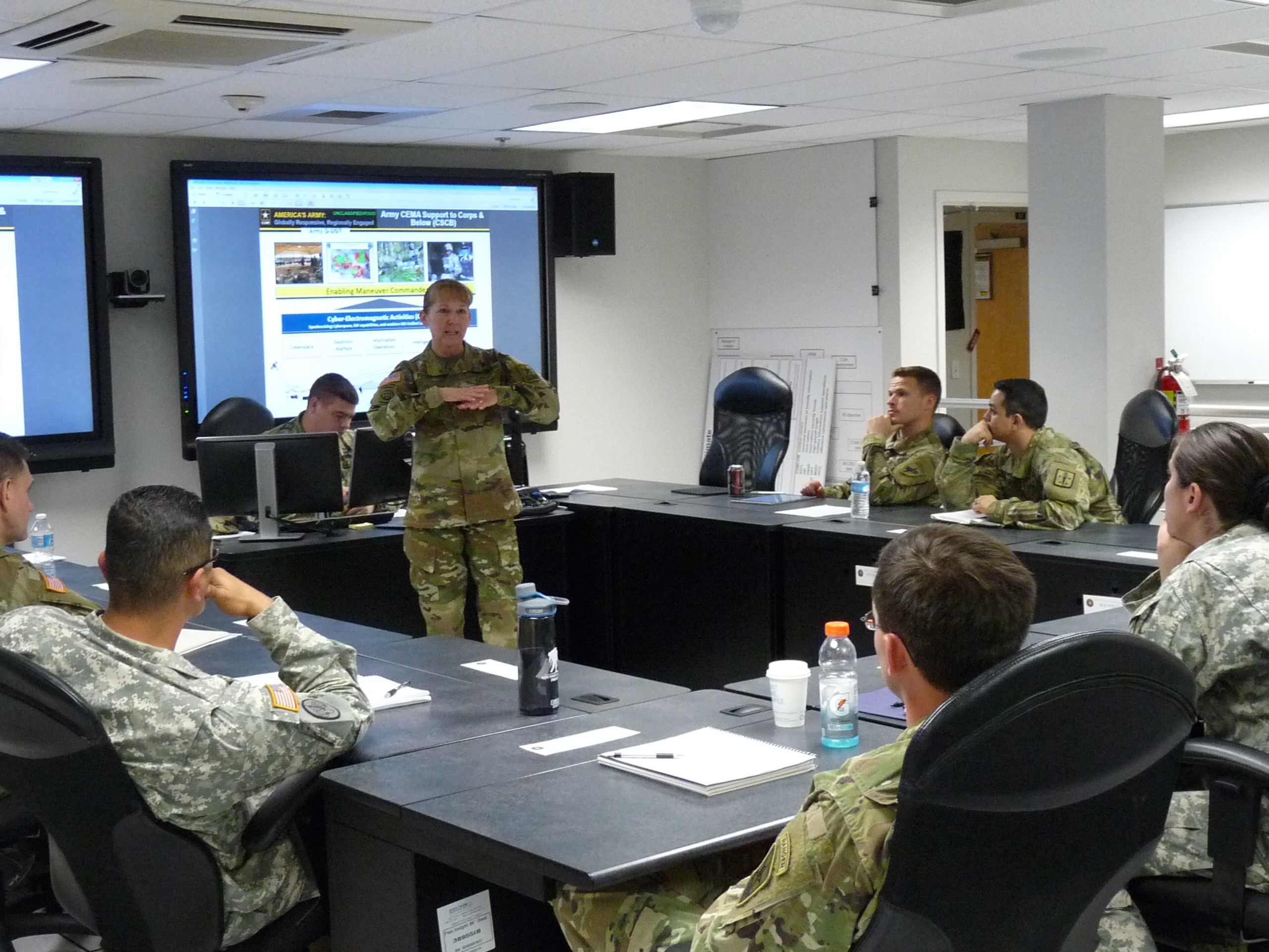 Maj. Gen. Patricia Frost talks with students in the Information ...