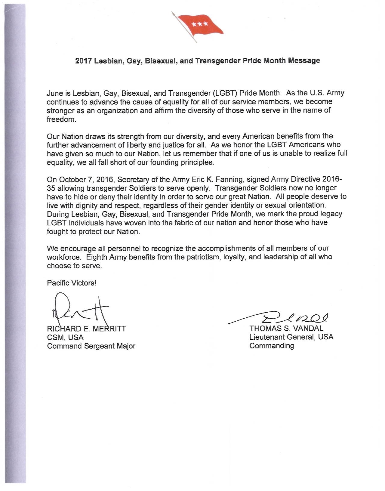 2017 Lesbian, Gay, Bisexual, and Transgender Pride Month Message ...