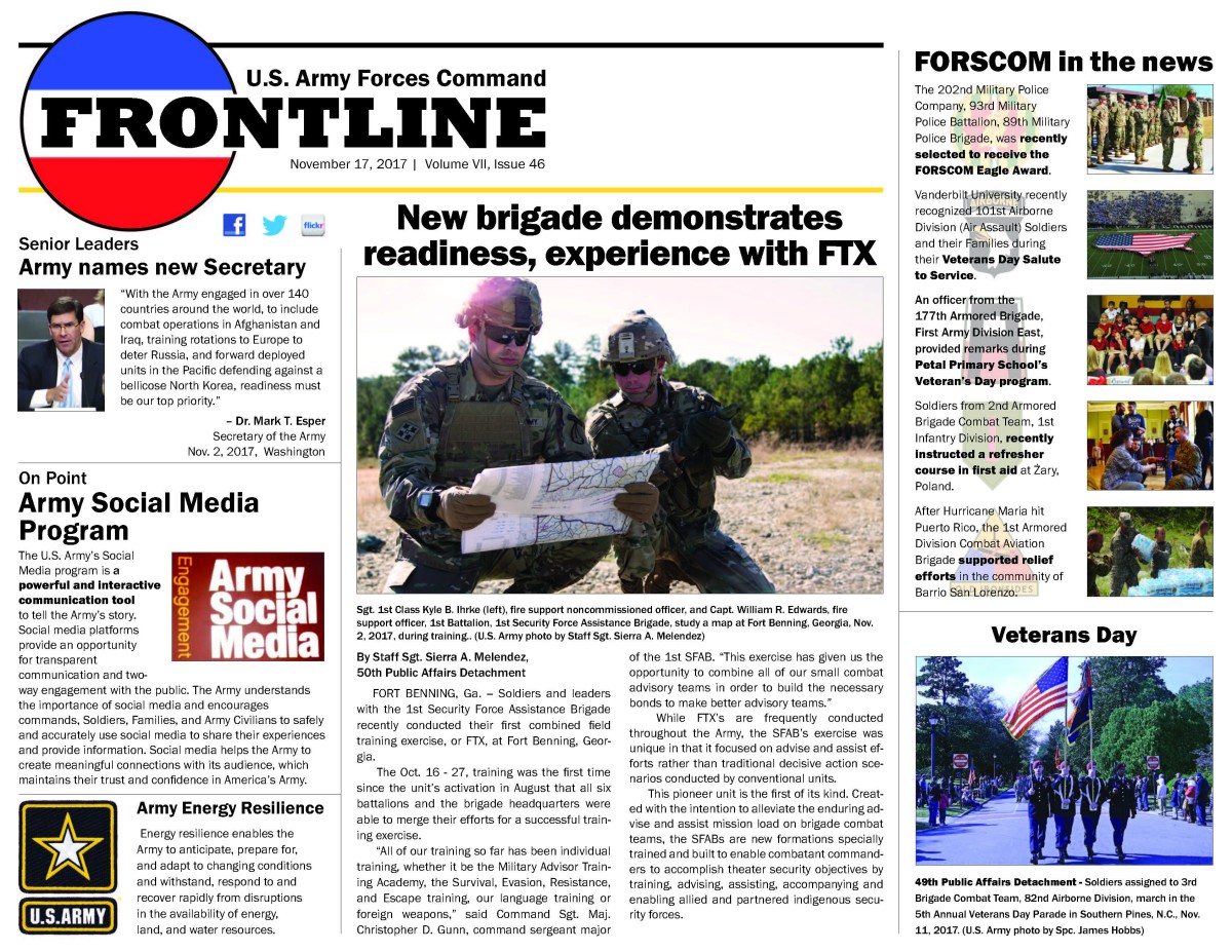 FORSCOM Frontline - Nov. 17, 2017 | Article | The United States Army