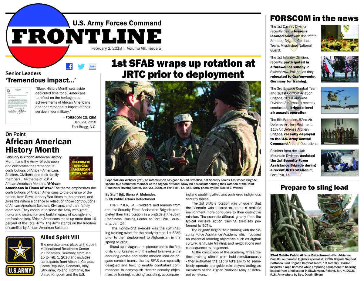 FORSCOM Frontline - Feb. 2, 2018 | Article | The United States Army