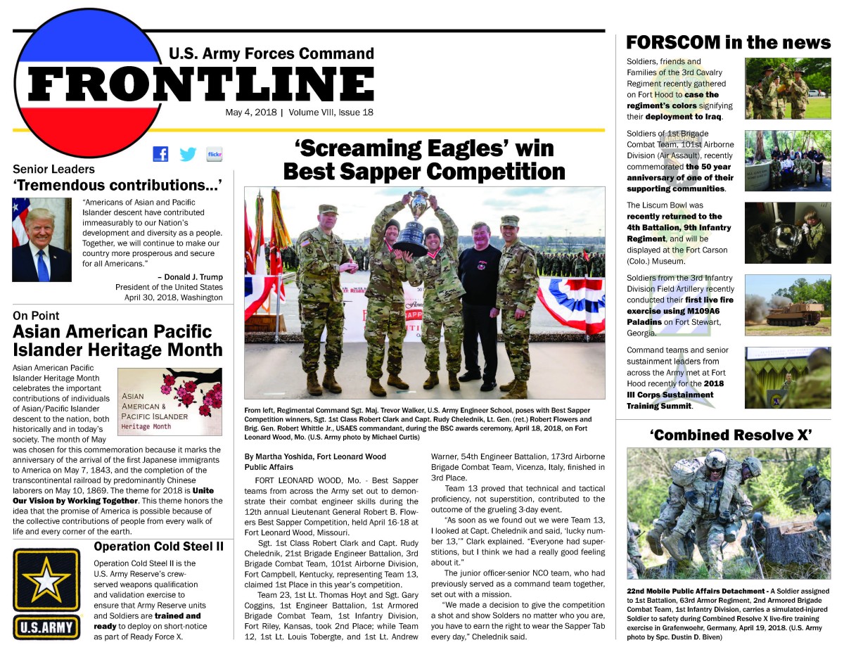 FORSCOM Frontline - May 4, 2018 | Article | The United States Army