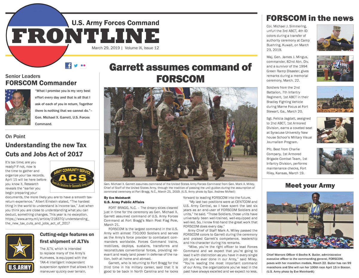 FORSCOM Frontline - March 29, 2019 | Article | The United States Army