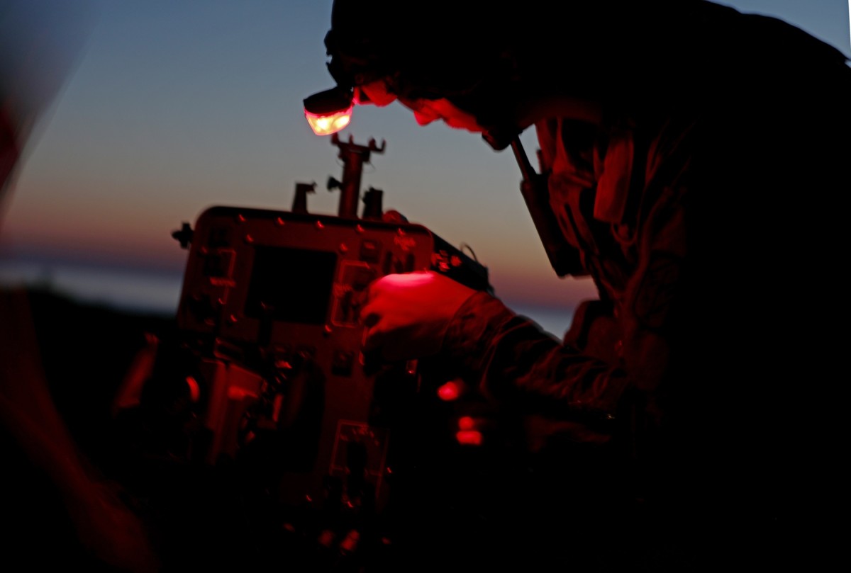 US troops demonstrate night air defense artillery capabilities during ...