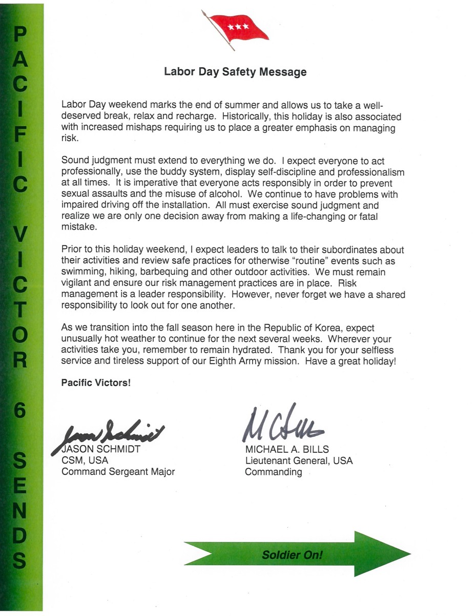 Labor Day Safety Message | Article | The United States Army