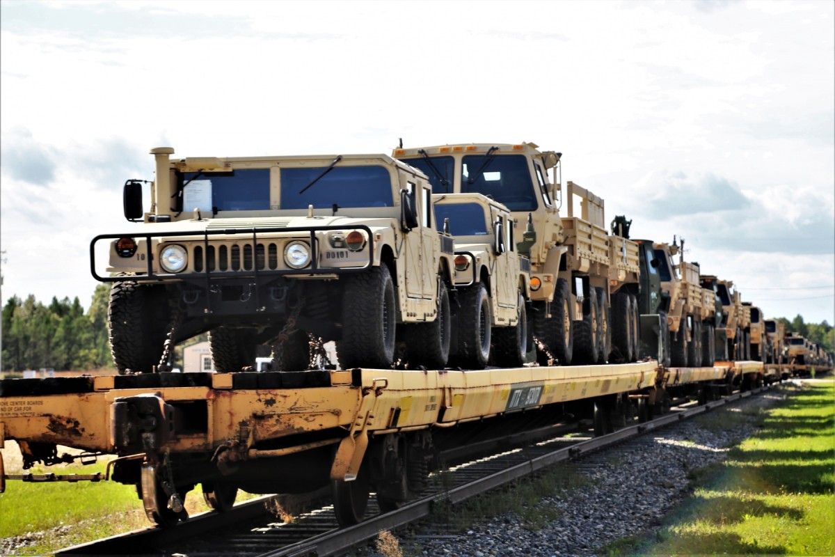 Engineer unit's equipment loaded on railcars at Fort McCoy for ...