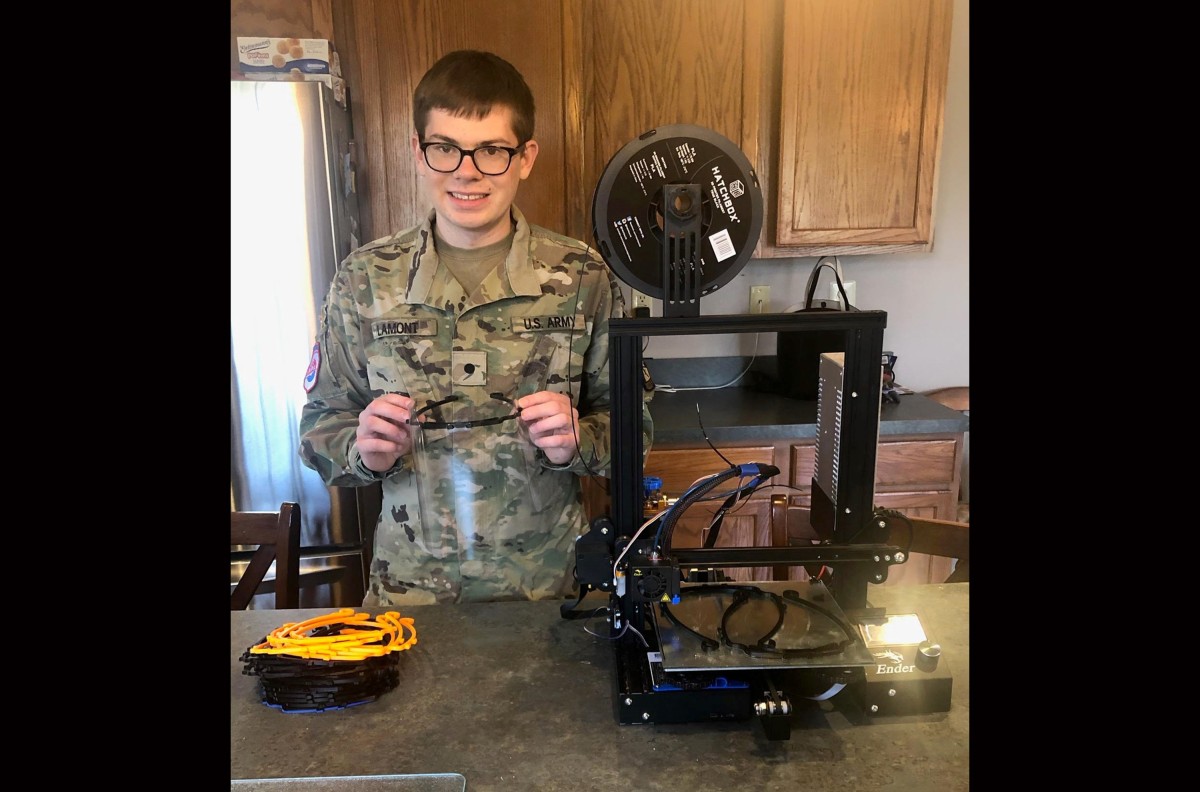 ROTC Cadet uses 3D printer to make face shields for local first ...