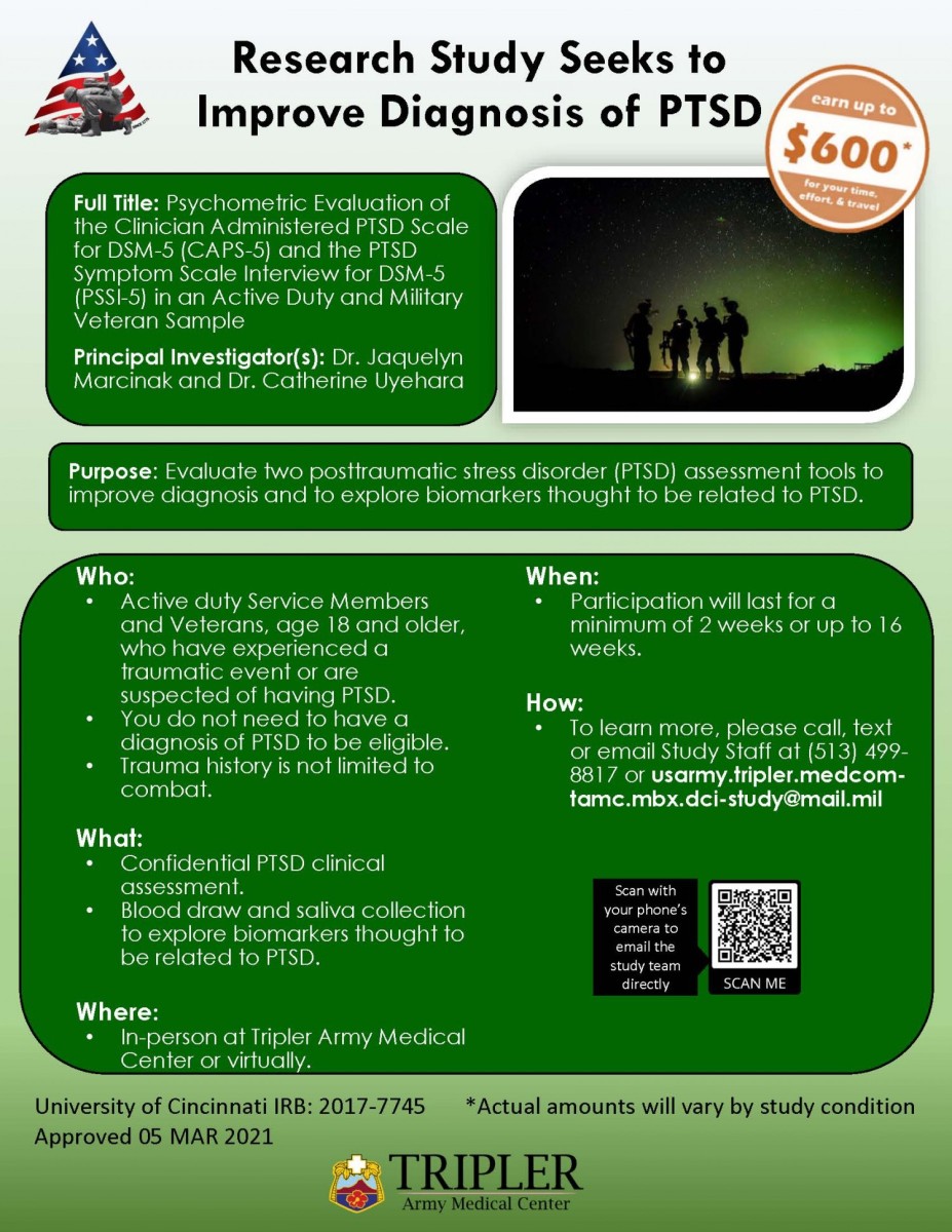 PTSD research study at Tripler Army Medical Center seeks participants ...