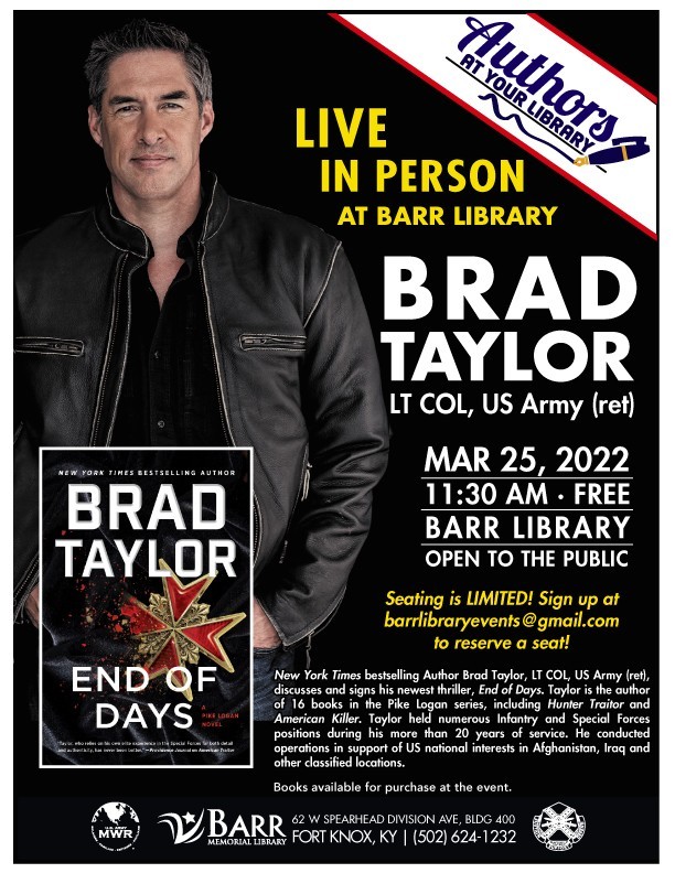 Bestselling author, veteran Brad Taylor first in-person author in two ...