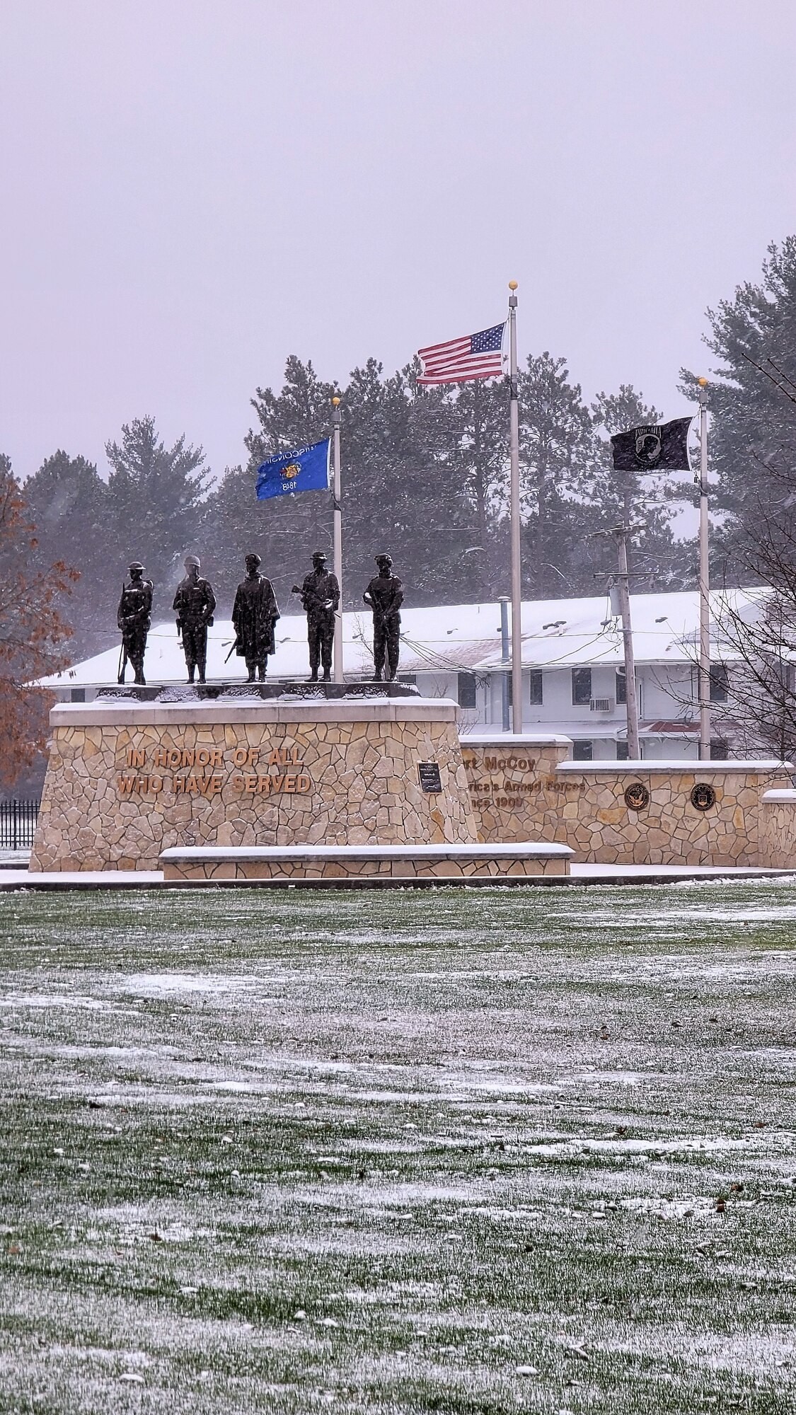 Photo Essay: Snowy Day at Fort McCoy's Veterans Memorial Plaza ...