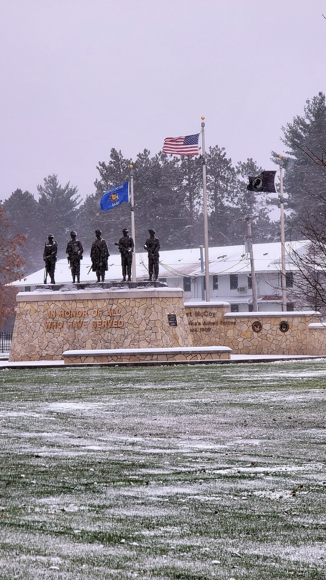 Photo Essay: Snowy Day at Fort McCoy's Veterans Memorial Plaza ...