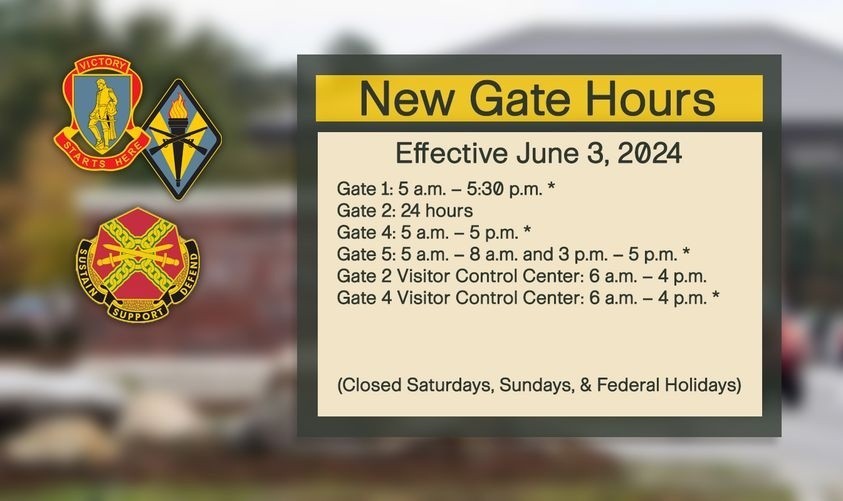 Post announces updated gate hours | Article | The United States Army