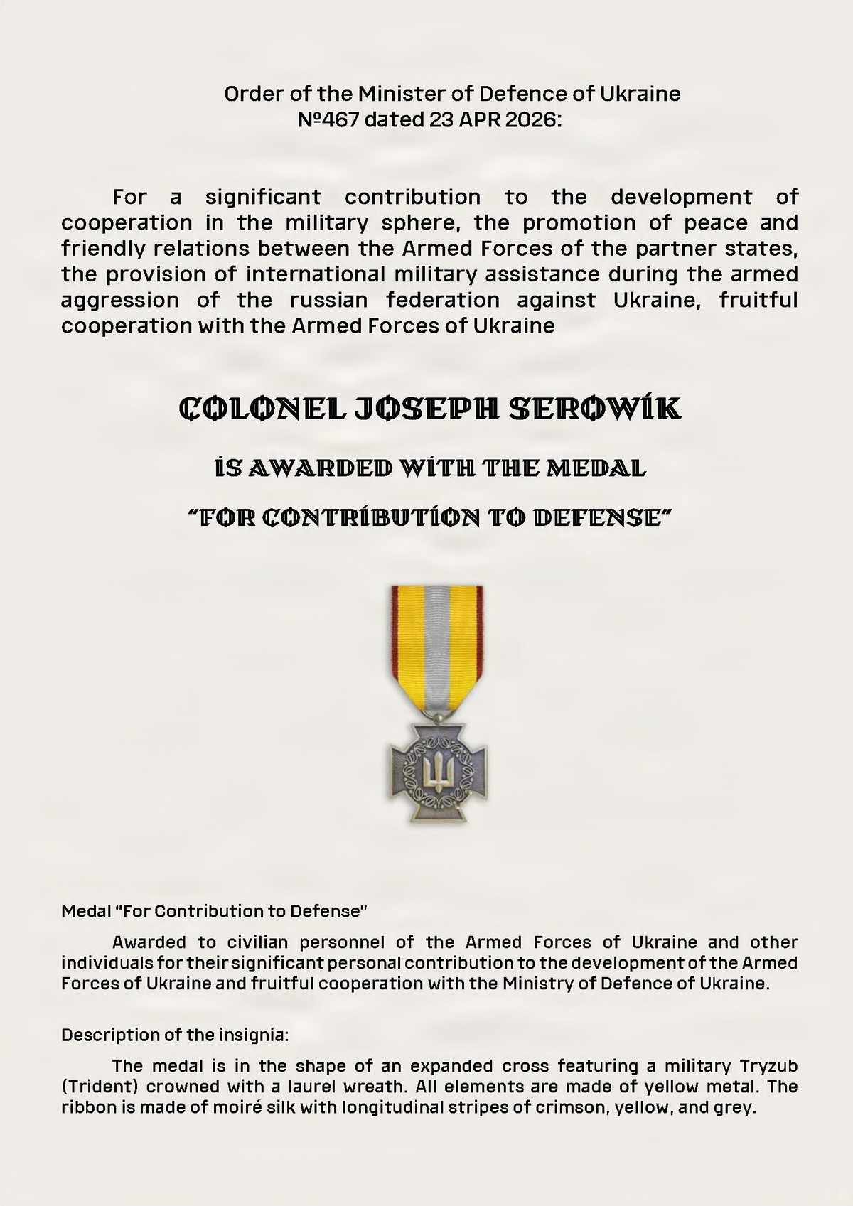 CAC Officer Receives Ukrainian Medal | Article | The United States Army